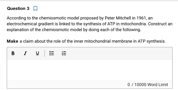 SOLVED: According to the chemiosmotic model proposed by Peter Mitchell ... SOLVED: According to the chemiosmotic model proposed by Peter Mitchell ...