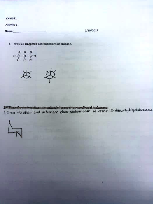 SOLVED: Draw all staggered conformations of propane. Draw the chair and ...
