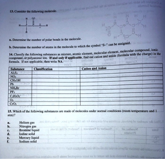 SOLVED: 13.Consider the following molecule. Determine thc numbcr of ...