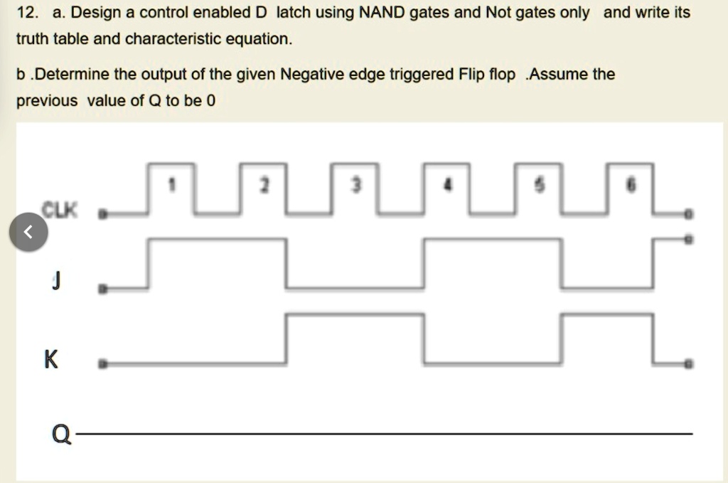 Solved 12 A Design A Control Enabled D Latch Using Nand Gates And Not Gates Only And Write Its