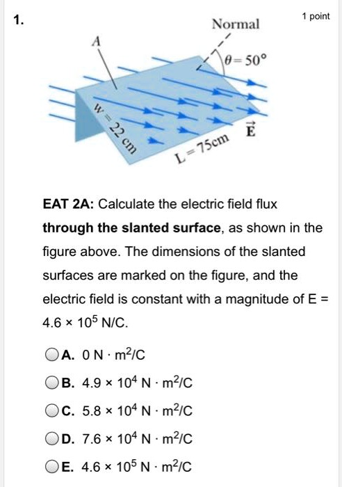 SOLVED: point Normal 0 509 8 %, EAT 2A: Calculate the electric field ...