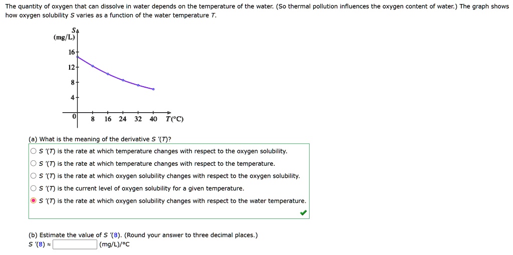 SOLVED:The quantity of oxygen that can dissolve in water depends on the ...