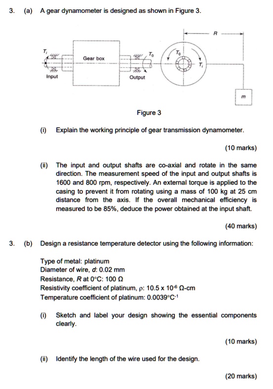 SOLVED: (a) A gear dynamometer is designed as shown in Figure 3. Gear ...