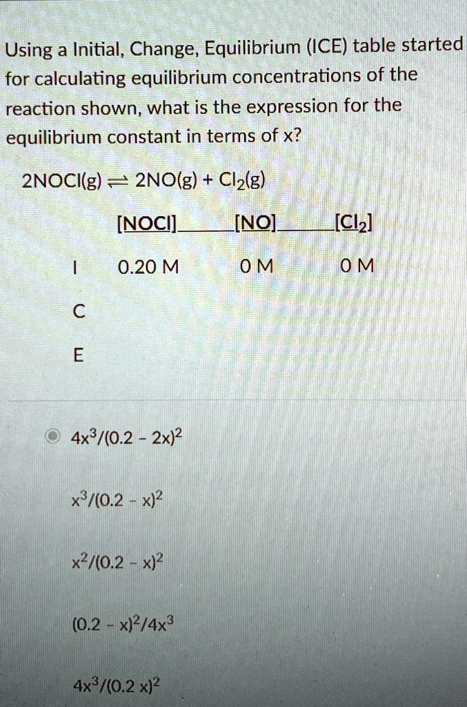 using a initial change equilibrium ice table started for calculating equilibrium concentrations ...