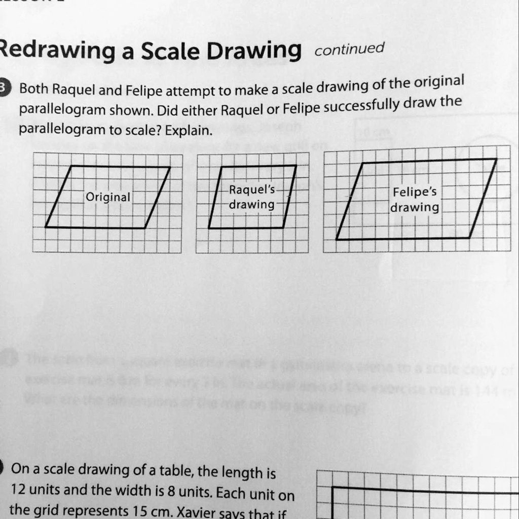 Redrawing a Scale Drawing continued 3 Both Raquel and Felipe attempt to ...