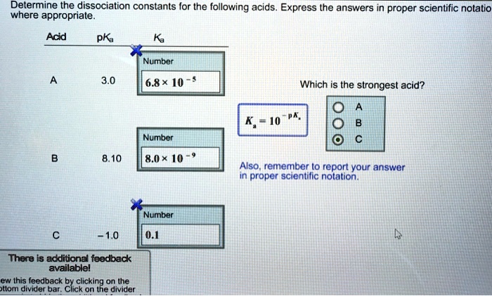 Solved Determine The Dissociation Constants For The Following Acids