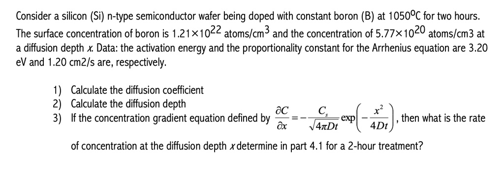 SOLVED: Consider a silicon (Si) n-type semiconductor wafer being doped ...