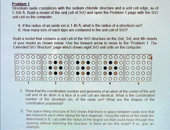 SOLVED: Problem 1: Strontium oxide crystallizes with the sodium chloride structure and a unit ...
