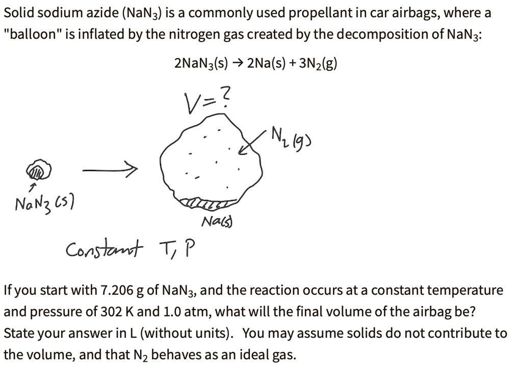 SOLVED: Solid sodium azide (NaN3) is a commonly used propellant in car ...
