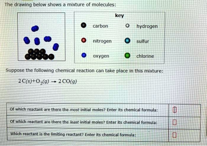 SOLVED: The drawing below shows mixture of molecules: carbon hydrogen nitrogen sulfur oxygen ...
