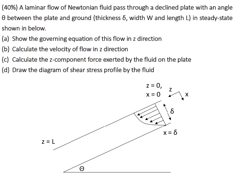 SOLVED: 40%) A laminar flow of Newtonian fluid pass through a declined ...