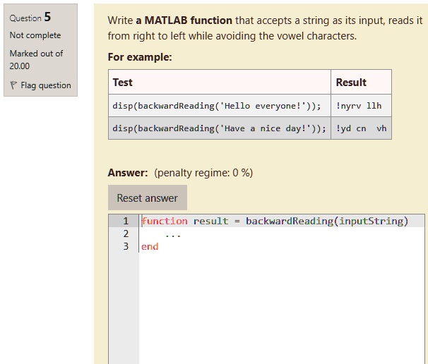 Solved Question 5 Not Complete Marked Out Of 2000 Write A Matlab Function That Accepts A 