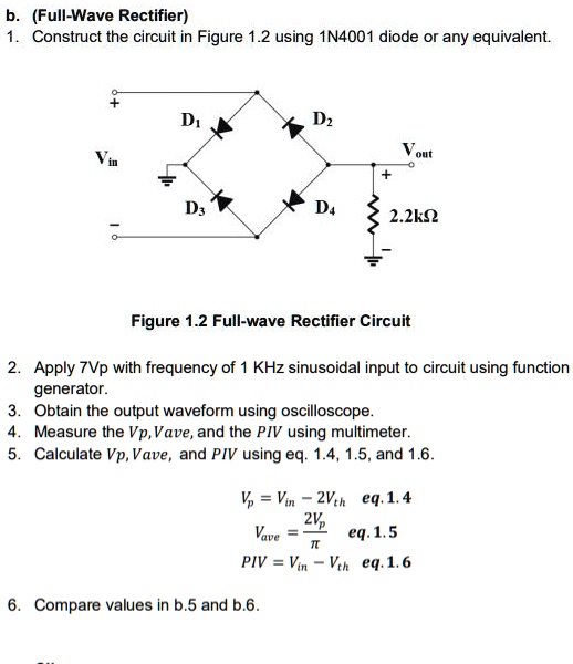 SOLVED: Simulate using Multisim (Full-Wave Rectifier) Construct the circuit in Figure 2 using ...