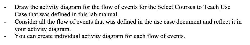 Draw the activity diagram for the flow of events for the Select Courses ...