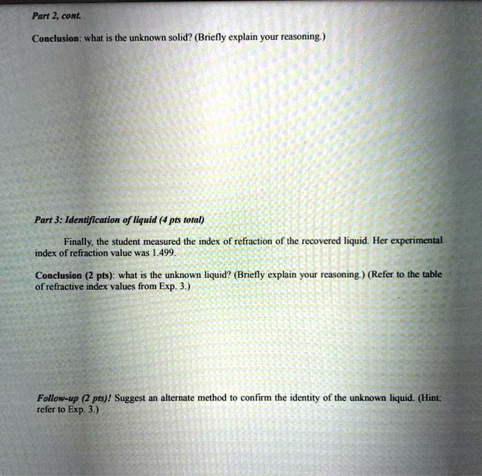 part 2 conl conclusion what is the unknown solid briefly explain your ...