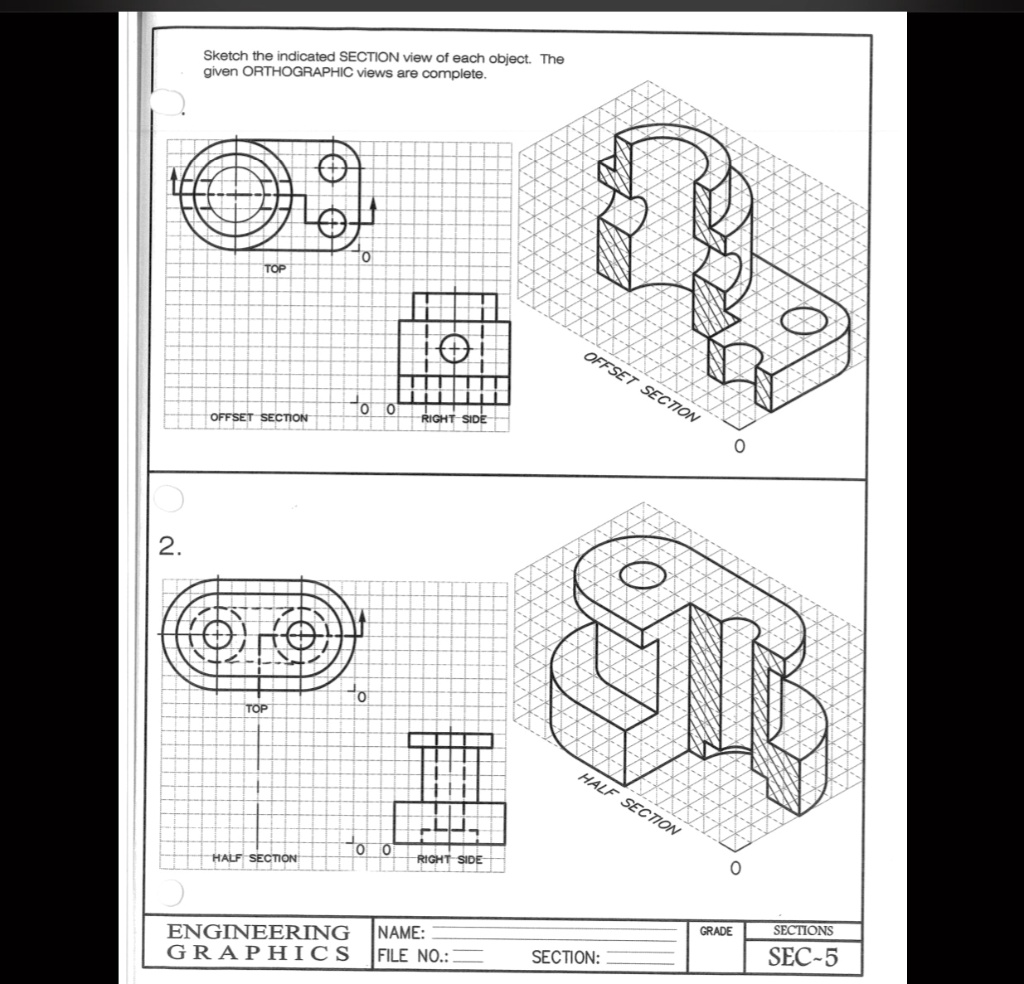 Solved Sketch The Indicated Section View Of Each Object The Given