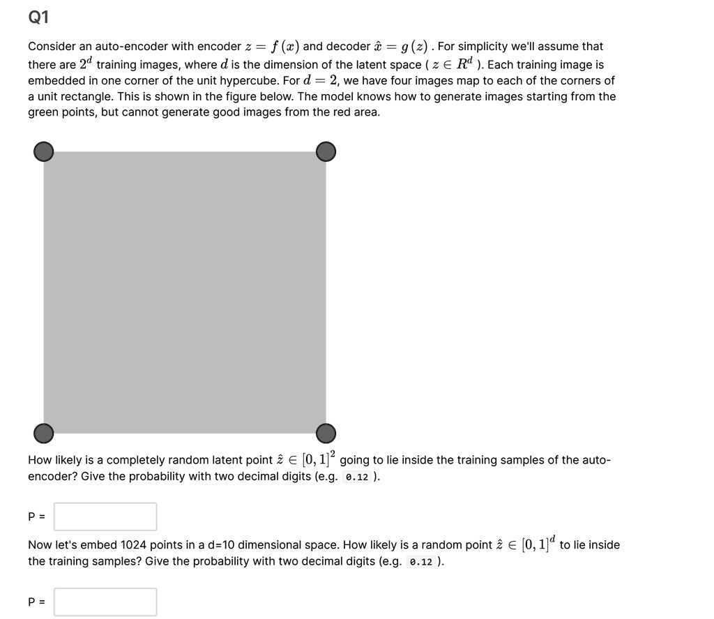 q29 Q1 Consider an auto-encoder with encoder z = f() and decoder = g(z ...