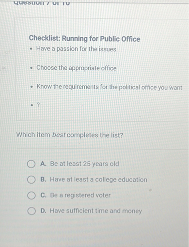 Checklist: Running for Public Office - Have a passion for the issues ...