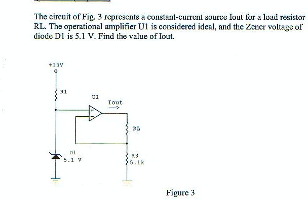 The circuit of Fig. 3 represents a constant-current source Iout for a load resistor RL. The ...