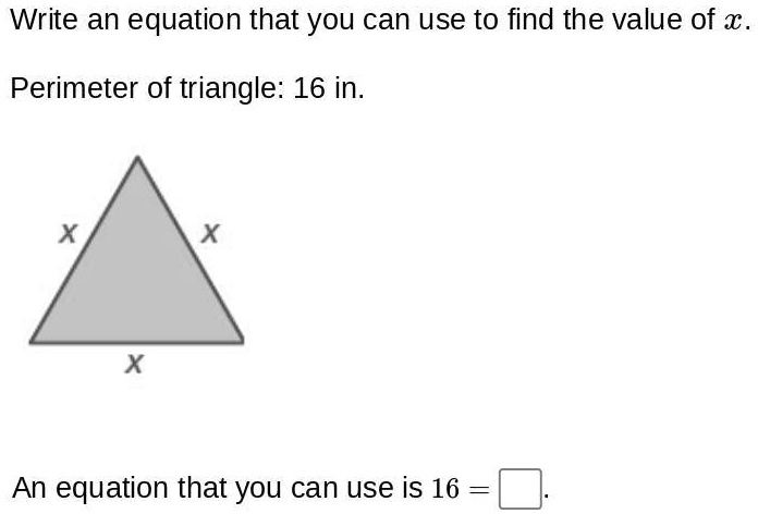 SOLVED: 'The question is in the picture! Write an equation that you can use to find the value of ...