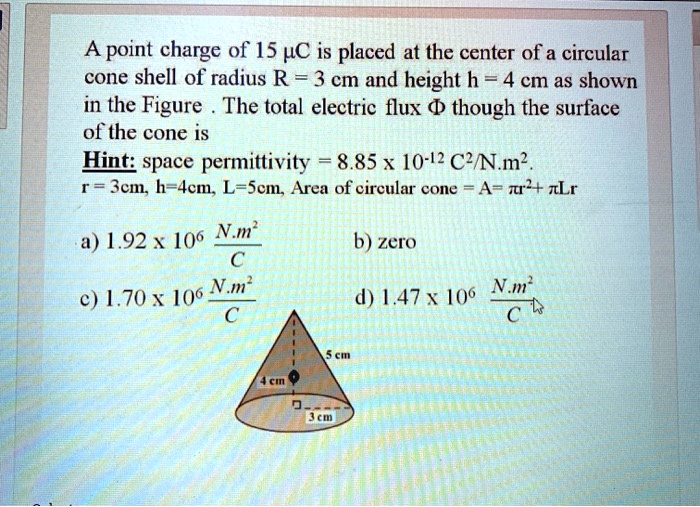 SOLVED: A point charge of 15 C is placed at the center of a circular ...