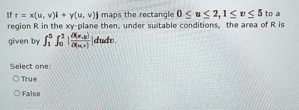 SOLVED: If r = x(u, VJi + Y(u, V)j maps the rectangle 0