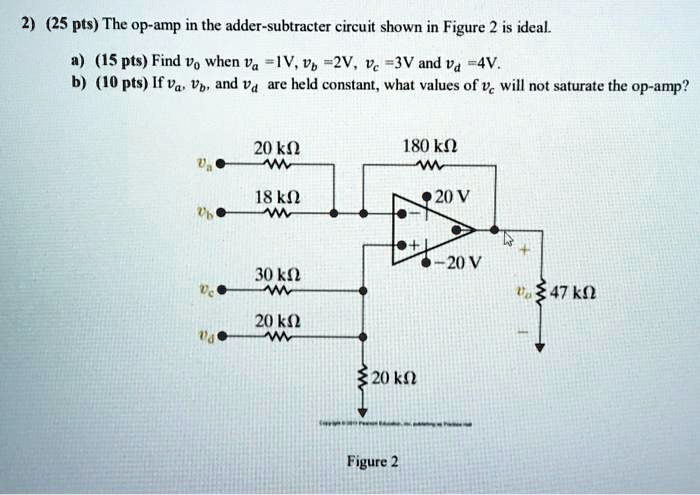 The op-amp in the adder-subtractor circuit shown in Figure 2 is ideal ... The op-amp in the adder-subtractor circuit shown in Figure 2 is ideal ...