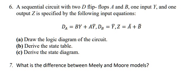 SOLVED: A sequential circuit with two D flip- flops A and B; one input Y and one output Z is ...