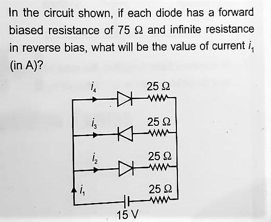 SOLVED: 'In the circuit shown, if each diode has a forward biased ...