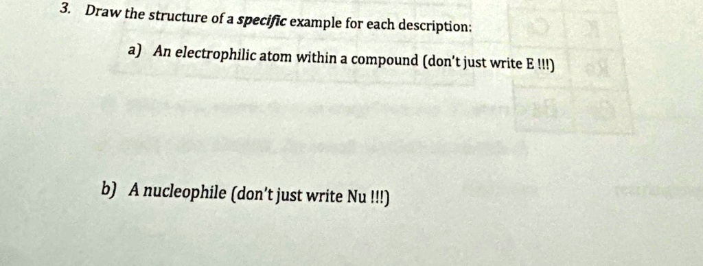 3. Draw the structure of a specific example for each description: a) An ...