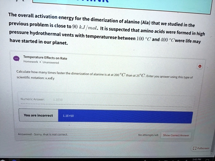 SOLVED: The overall activation energy for the previous problem is the ...
