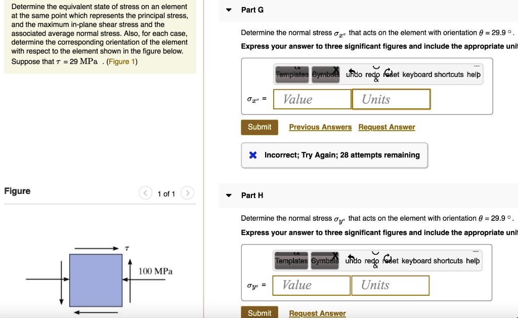 Determine the equivalent state of stress on an element at the same ...