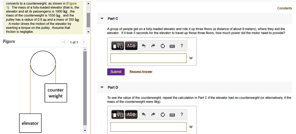 connects to a counterweight, as shown in (Figure 1). The mass of a ...