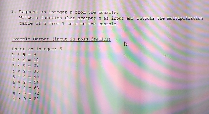 Solved C Functions 1 Request An Integer N From The Console Write A Function That Accepts N 7385