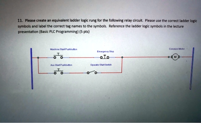 SOLVED: 11.Please create an equivalent ladder logic rung for the ...