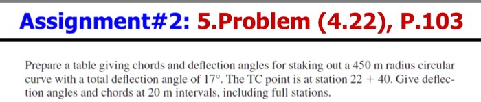 Assignment#2: 5.Problem (4.22), P.103 Prepare a table giving chords and ... Assignment#2: 5.Problem (4.22), P.103 Prepare a table giving chords and ...