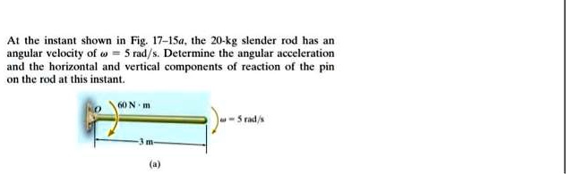 SOLVED: At the instant shown in Fig: 47-5a, the 20-kg slender rod has an angular velocity of 5 ...