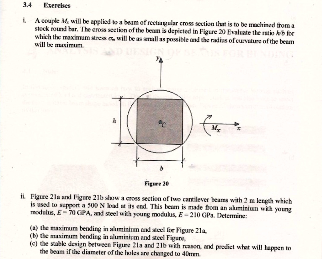 SOLVED: Exercises i. A couple M will be applied to a beam of ...