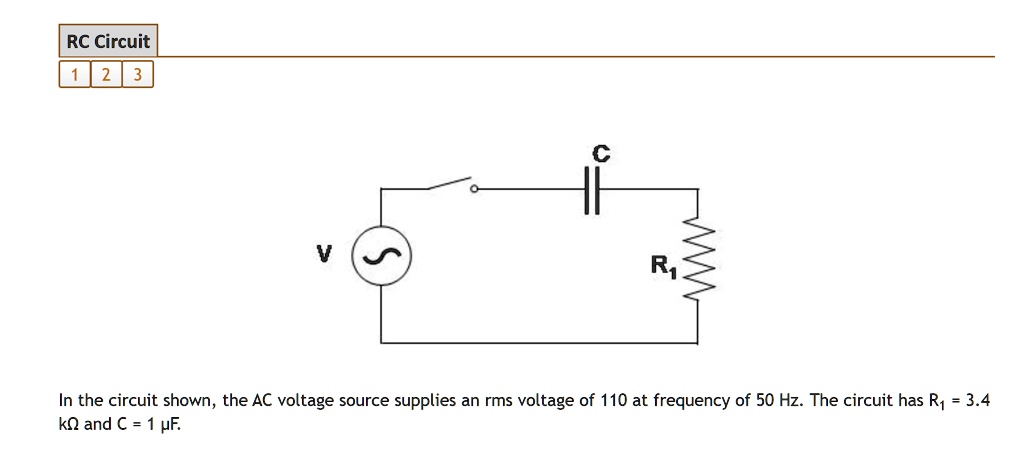 Rc Circuit In The Circuit Shown The Ac Voltage Source Supplies An Rms Voltage Of 110 At