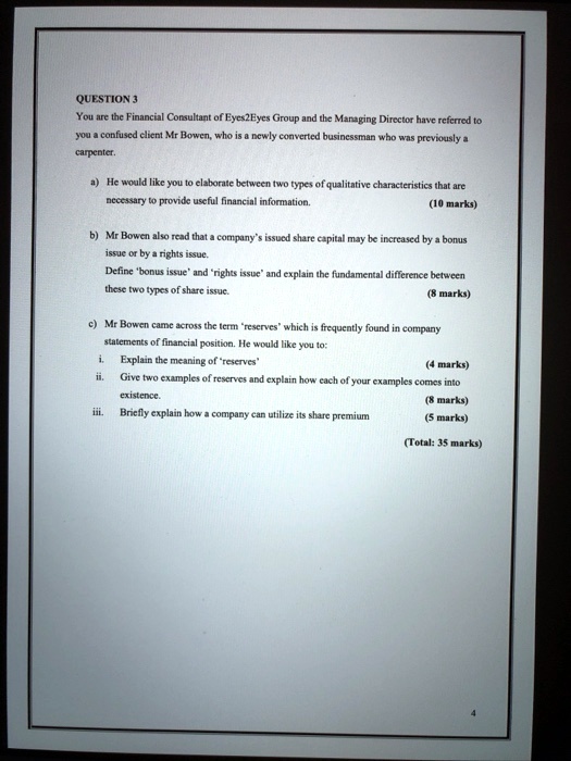 SOLVED: QUESTION 3: You are the Financial Consultant of Eyes2Eyes Group ...
