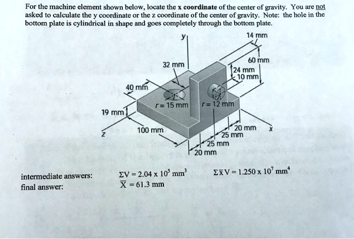 SOLVED: For the machine element shown below, locate the x-coordinate of ...
