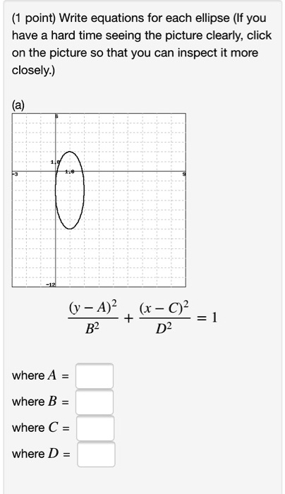 (1 point) Write equations for each ellipse (If you have a hard time ...