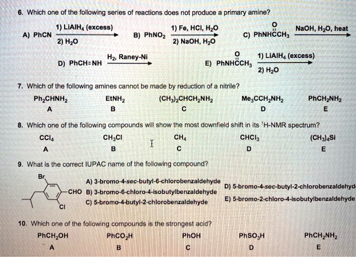 which one of the following series of reactions does not produce primary ...