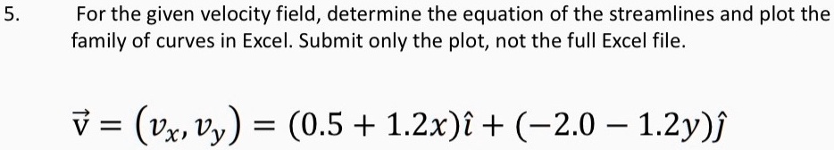 SOLVED: For the given velocity field, determine the equation of the streamlines and plot the ...