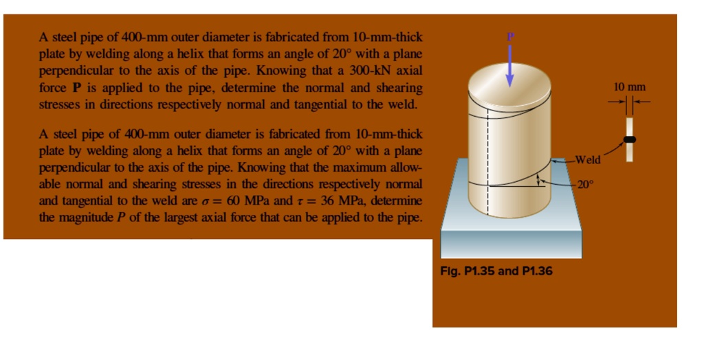 A steel pipe of 400-mm outer diameter is fabricated from 10 -mm-thick ...