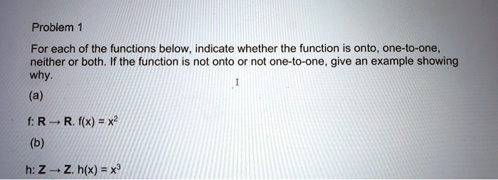 SOLVED: Problem For each of the functions below, indicate whether the ...