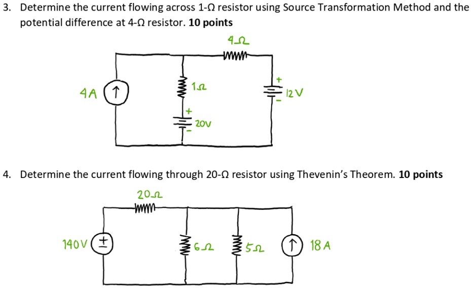3. Determine the current flowing across 1-? resistor using Source Transformation Method and the ...