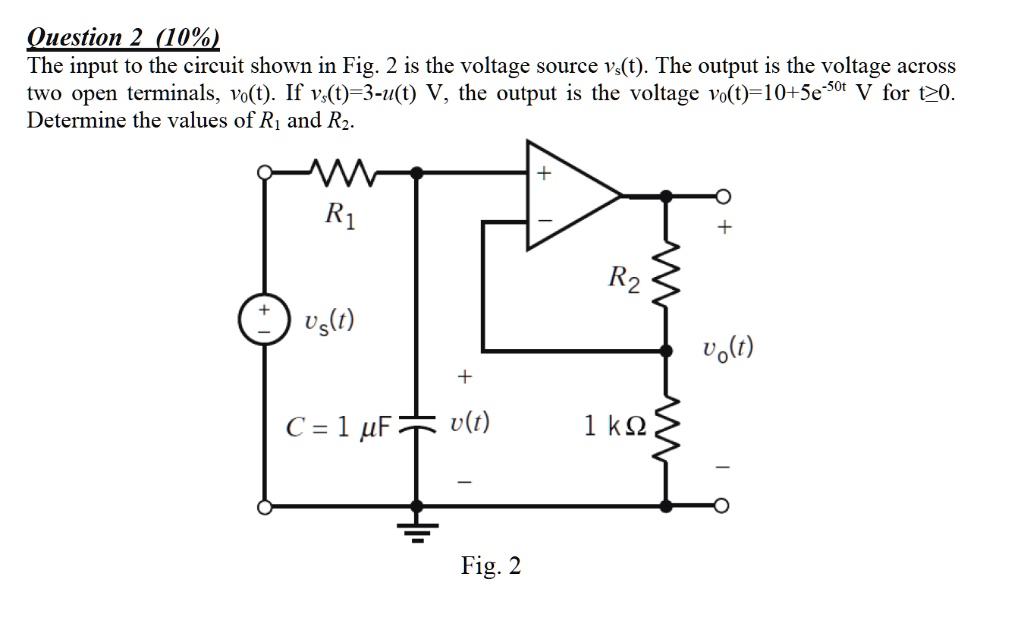 SOLVED: Ouestion 2 (10%) The input to the circuit shown in Fig. 2 is the voltage source vs(t ...