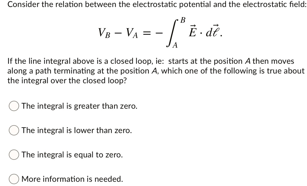 SOLVED:Consider the relation between the electrostatic potential and ...