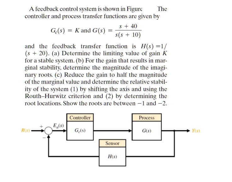A feedback control system is shown in Figure controller and process transfer functions are given ...